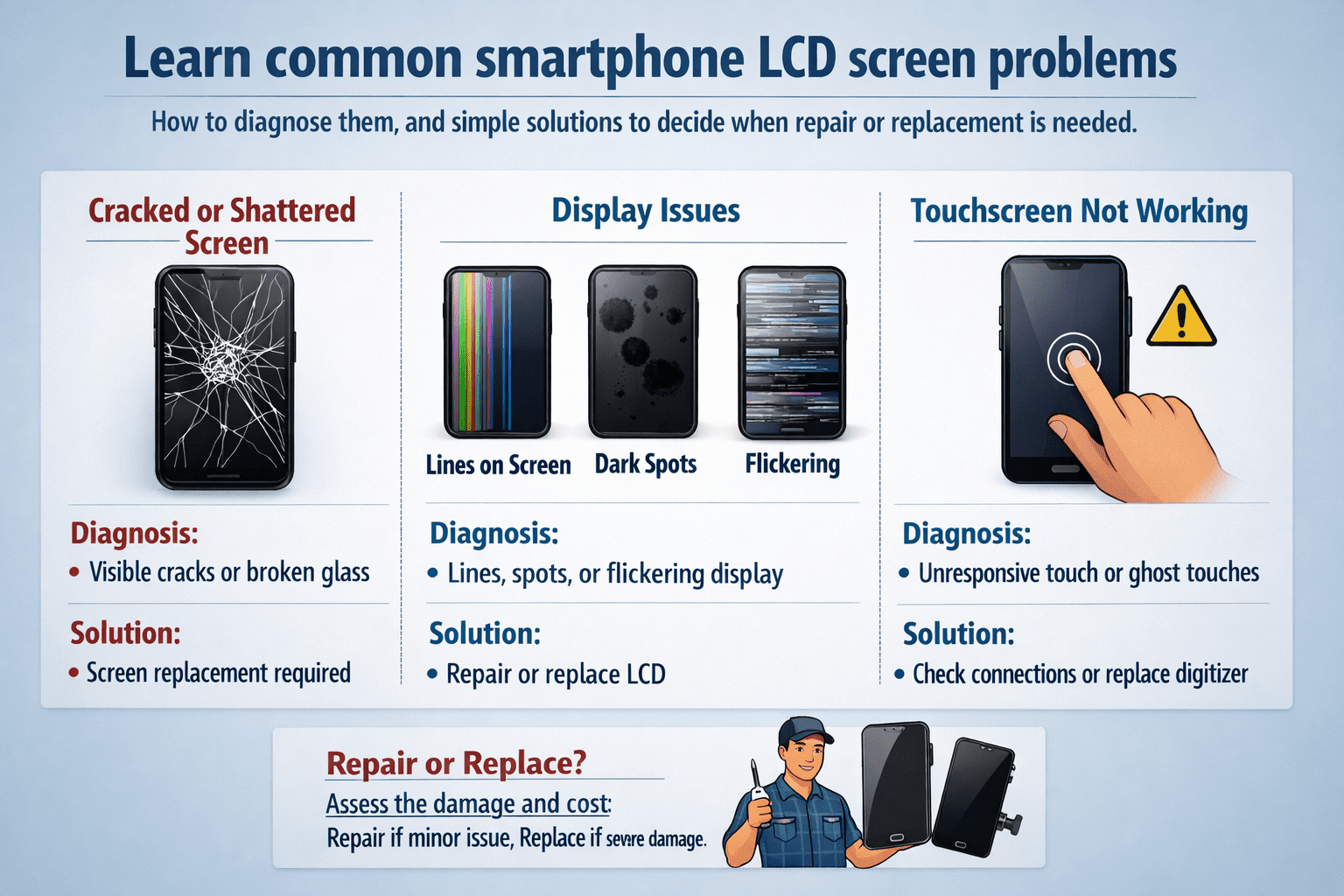 Smartphone LCD Screen Fault Diagnosis & Easy Fixes Guide